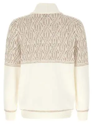 Brunello Cucinelli Braided Jacquard Shoulders Cardigan