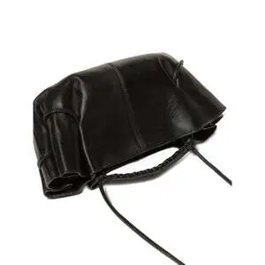Hereu Lambskin Satchel With Braided Handle - Black