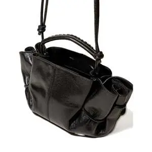 Hereu Lambskin Satchel With Braided Handle - Black
