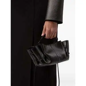Hereu Lambskin Satchel With Braided Handle - Black