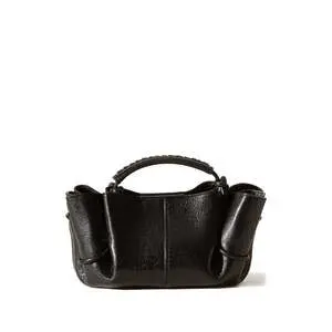 Hereu Lambskin Satchel With Braided Handle - Black