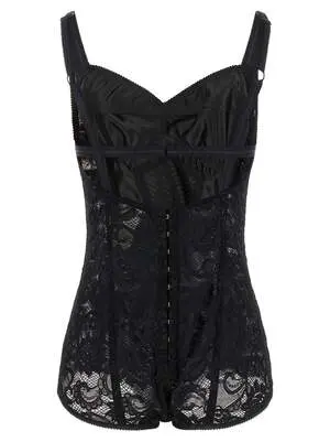 Dolce & Gabbana Satin And Lace Corsetry Bodysuit - Black
