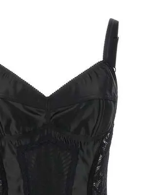 Dolce & Gabbana Satin And Lace Corsetry Bodysuit - Black