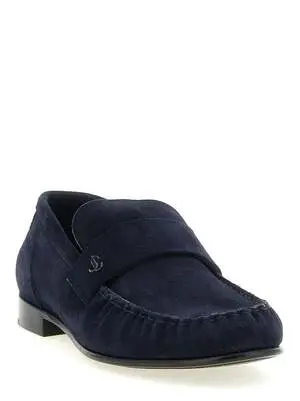 JIMMY CHOO Suede Moc Toe Loafers - Blue