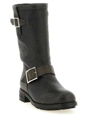 JIMMY CHOO Biker Mid Ankle Boots - Black