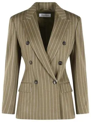 Max Mara MAX MARA Balta Pinstripe Blazer In Viscose And Virgin Wool Green