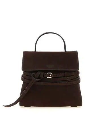 Moschino Tie Me' Handbag In Dark Calf Nubuck - Brown