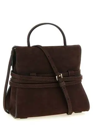 Moschino Tie Me' Handbag In Dark Calf Nubuck - Brown