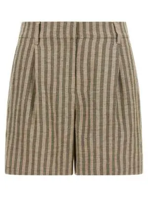 Brunello Cucinelli Striped Linen Blend Bermuda Shorts - Green