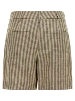 Brunello Cucinelli Striped Linen Blend Bermuda Shorts - Green