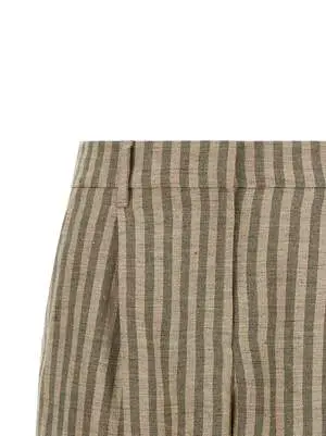 Brunello Cucinelli Striped Linen Blend Bermuda Shorts - Green