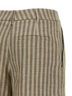 Brunello Cucinelli Striped Linen Blend Bermuda Shorts - Green