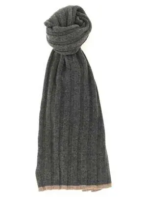 Brunello Cucinelli Ribbed Cashmere Knit Scarf - Gray