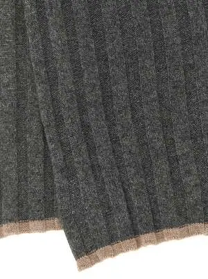 Brunello Cucinelli Ribbed Cashmere Knit Scarf - Gray