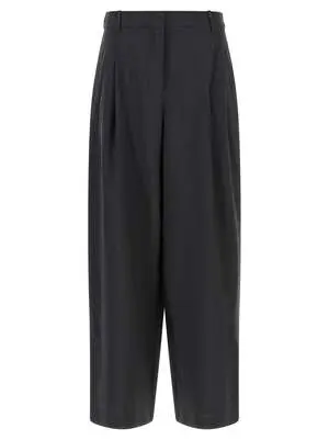 Max Mara S Mmtaro' High-waisted Wool Canvas Palace Silhouette Trousers - Gray