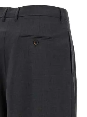 Max Mara S Mmtaro' High-waisted Wool Canvas Palace Silhouette Trousers - Gray