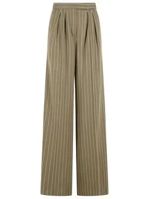 Max Mara Rio" Virgin Wool Blend Wide Leg Pants - Green