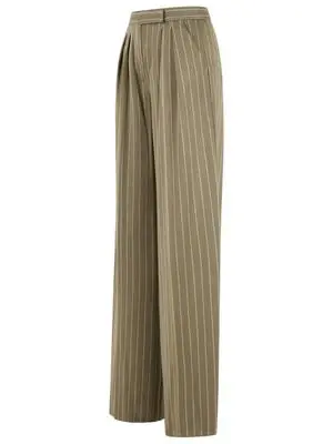 Max Mara Rio" Virgin Wool Blend Wide Leg Pants - Green