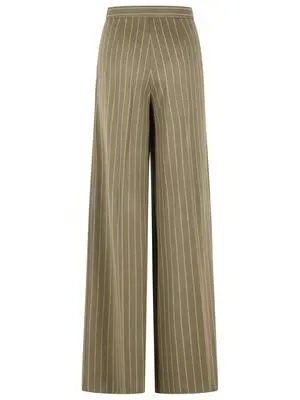 Max Mara Rio" Virgin Wool Blend Wide Leg Pants - Green