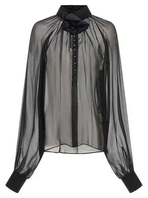 Dolce & Gabbana Chiffon Blouse With Floral Detail - Black