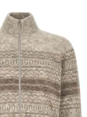 Brunello Cucinelli Nordic Jacquard Zip-up Cardigan - Cream