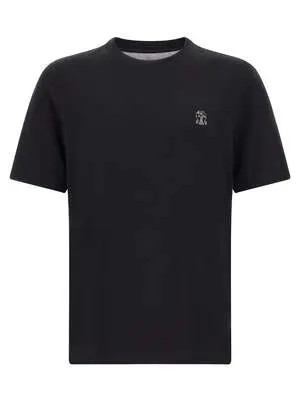 Brunello Cucinelli Logo Embroidery T-shirt - Black