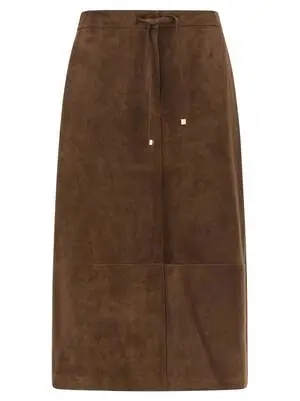 Max Mara Smmgazza Leather Midi Skirt - Gold