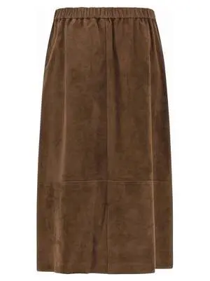 Max Mara Smmgazza Leather Midi Skirt - Gold