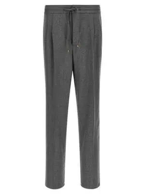 Brunello Cucinelli Virgin Wool Flannel Trousers - Gray