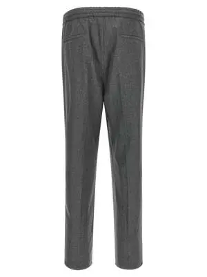 Brunello Cucinelli Virgin Wool Flannel Trousers - Gray