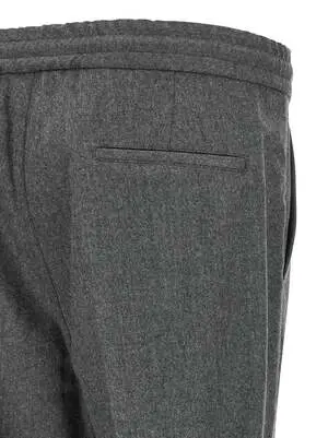 Brunello Cucinelli Virgin Wool Flannel Trousers - Gray