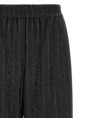 Brunello Cucinelli Micro Sequined Pinstripe Wide-leg Trousers - Gray