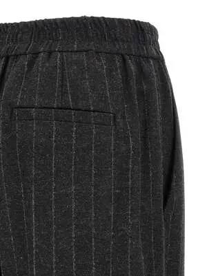 Brunello Cucinelli Micro Sequined Pinstripe Wide-leg Trousers - Gray