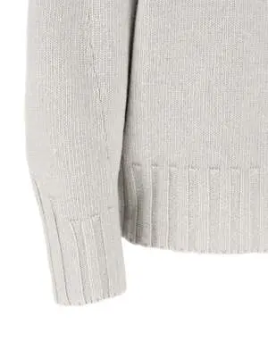 Attico Asymmetrical Hem" Fine Knit Sweater In Virgin Wool And Cashmere Blend - Gray