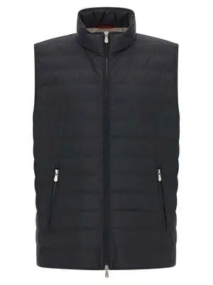 Brunello Cucinelli Quilted Goose Down Vest - Blue