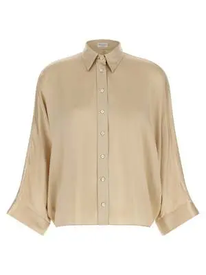 Brunello Cucinelli Monile Embellished Satin Shirt - Cream