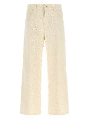 Brunello Cucinelli High-waisted Cropped Straight-leg Denim Trousers - Cream