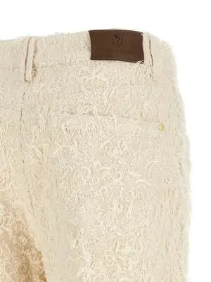 Brunello Cucinelli High-waisted Cropped Straight-leg Denim Trousers - Cream