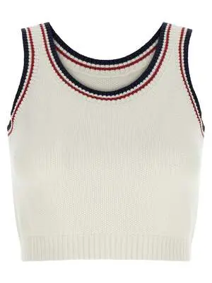 Brunello Cucinelli Active" Line Piqué Knit Crop Top - White
