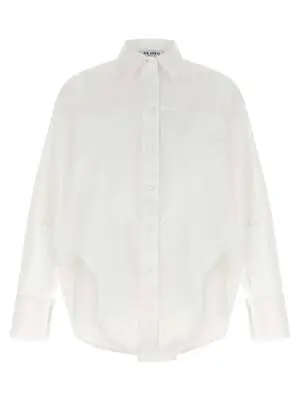 Attico Oversized Cotton Shirt With Curved Hem - White