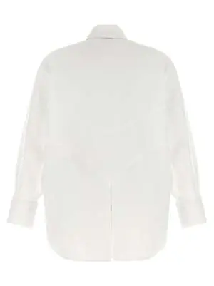 Attico Oversized Cotton Shirt With Curved Hem - White