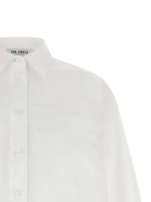 Attico Oversized Cotton Shirt With Curved Hem - White