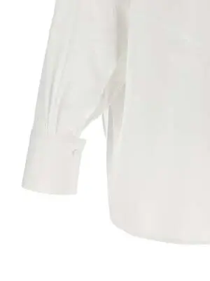 Attico Oversized Cotton Shirt With Curved Hem - White
