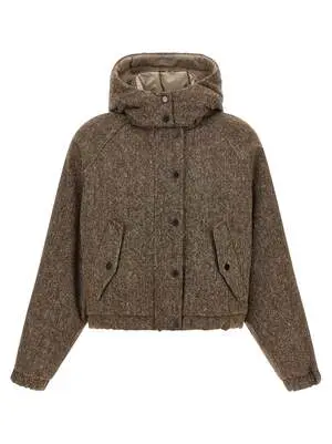 Brunello Cucinelli Donegal Tweed Down Jacket - Brown