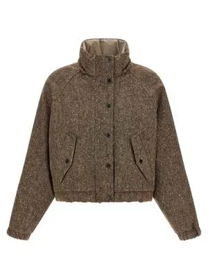 Brunello Cucinelli Donegal Tweed Down Jacket - Brown