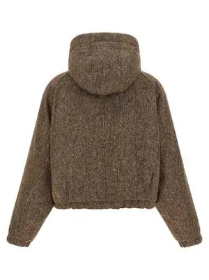 Brunello Cucinelli Donegal Tweed Down Jacket - Brown