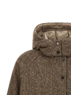 Brunello Cucinelli Donegal Tweed Down Jacket - Brown