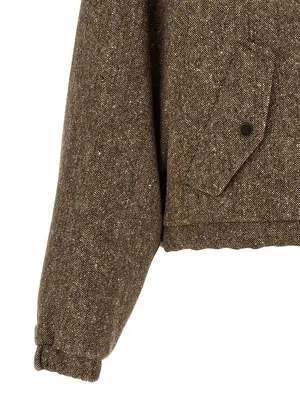 Brunello Cucinelli Donegal Tweed Down Jacket - Brown