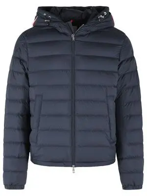 Moncler Navy Polyester Short 'vermeille' Hooded Down Jacket