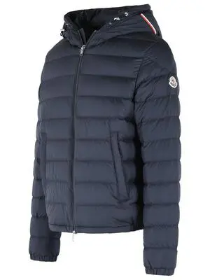 Moncler Navy Polyester Short 'vermeille' Hooded Down Jacket